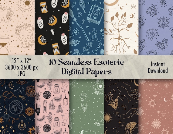 10 Esoteric Seamless Digital Papers: Mystical Scrapbook Paper - Etsy