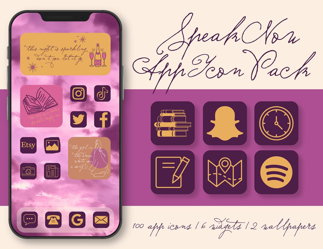 Speak Now Aesthetic App Icon Pack | 100 Icon Aesthetic Pack | iPhone or ...