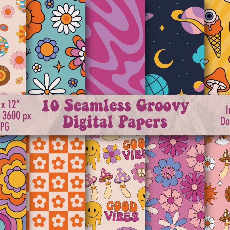 Retro Digital Papers - Etsy