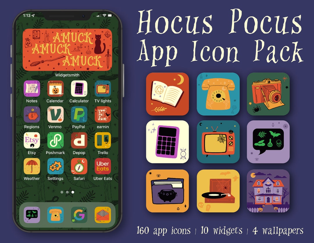 Hocus Pocus Themed App Icons | 160 Icon Aesthetic Pack | iPhone or ...