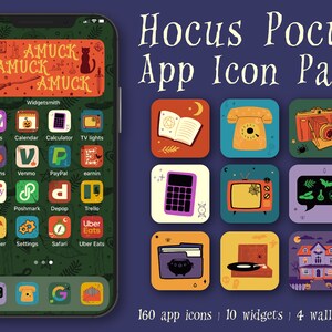 Hocus Pocus Themed App Icons 160 Icon Aesthetic Pack iPhone or Android ...