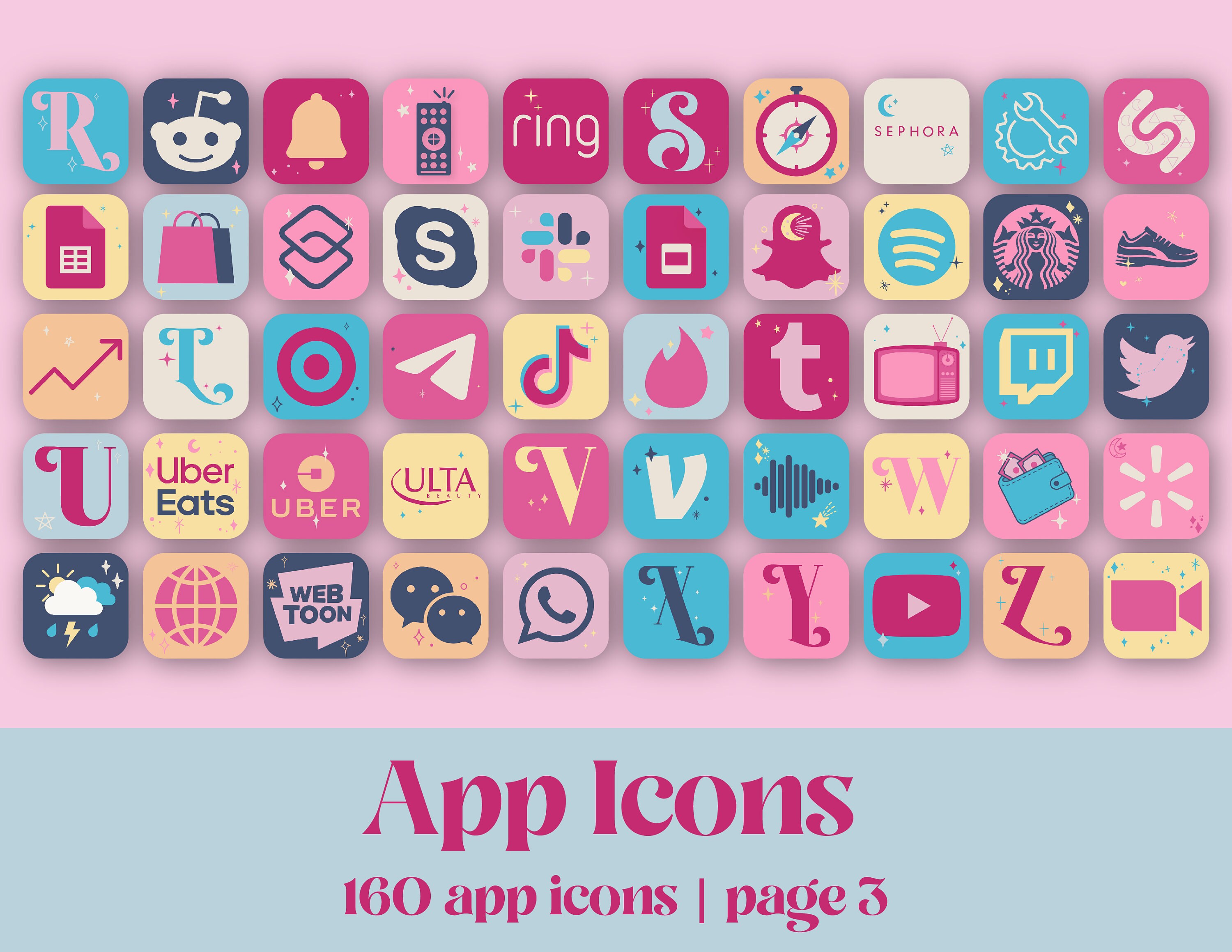 Cosmic Cowgirl Themed App Icons 160 Icon Aesthetic Pack - Etsy