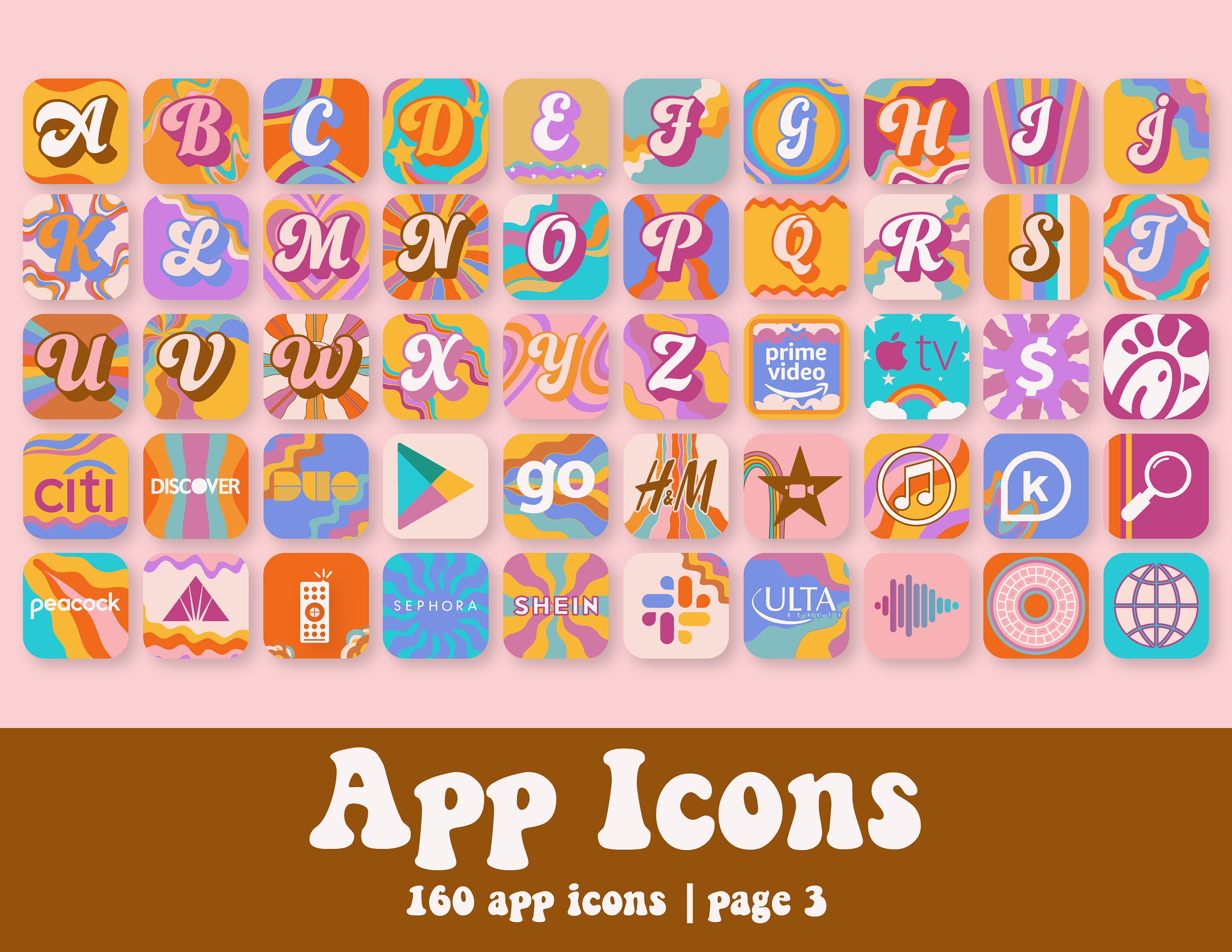 Groovy Ios 14 App Icons Boho App Icons Hippie Ios Icons - Etsy