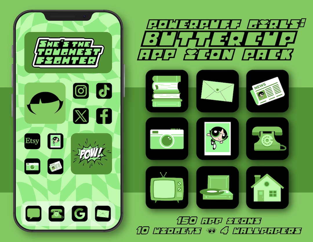 Powerpuff Girls: Buttercup App Icons | 100 Icon Aesthetic Pack | iPhone ...