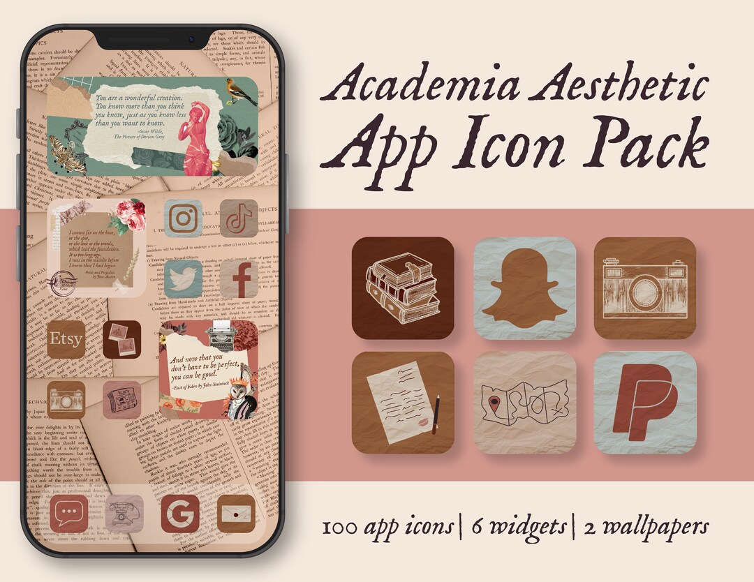 Academia Aesthetic Themed App Icons | 100 Icon Aesthetic Pack | iPhone ...