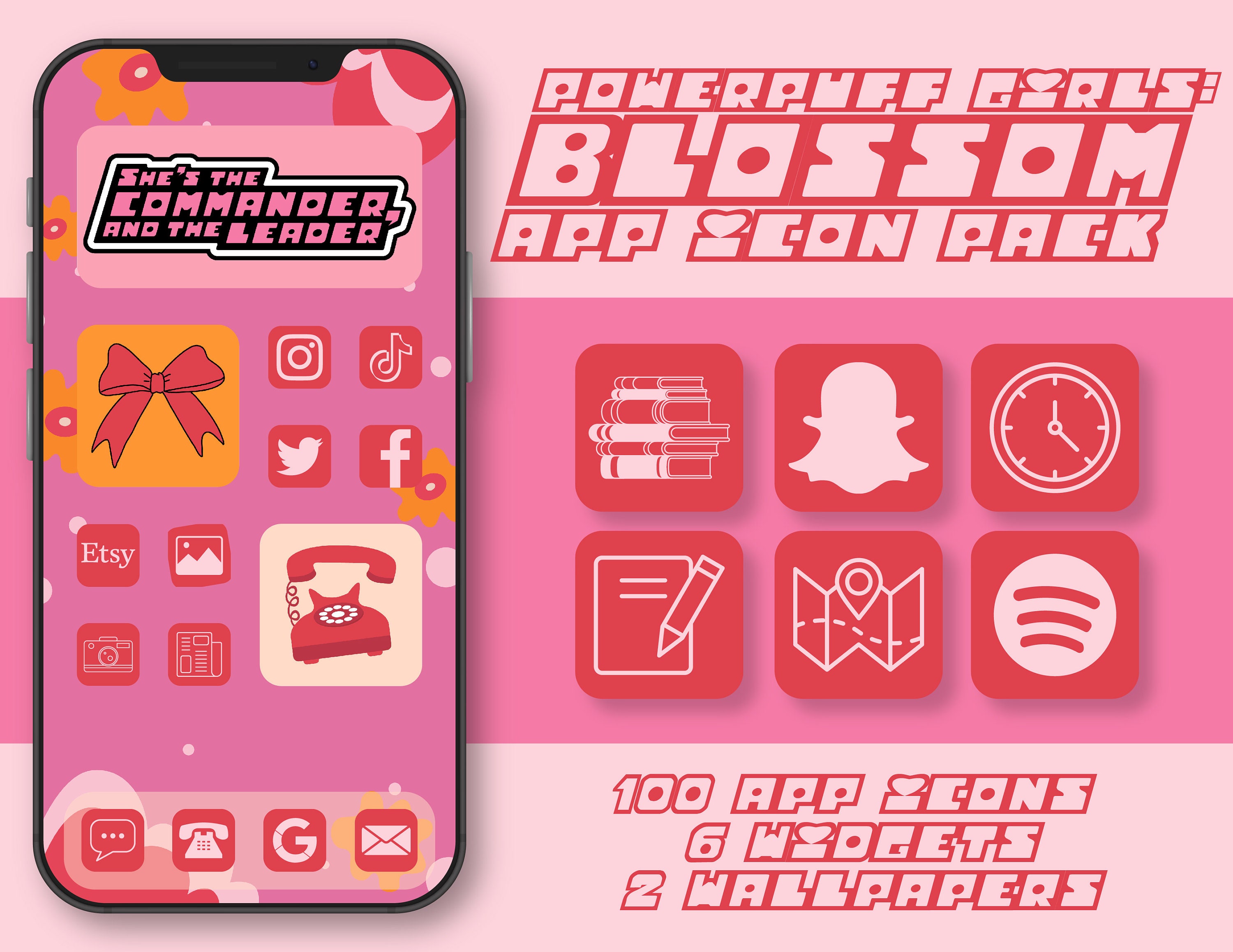 Powerpuff Girls: Blossom App Icons 100 Icon Aesthetic Pack - Etsy UK