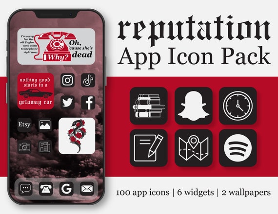 Reputation App Icon Pack 100 Icon Aesthetic Pack Iphone or | Etsy