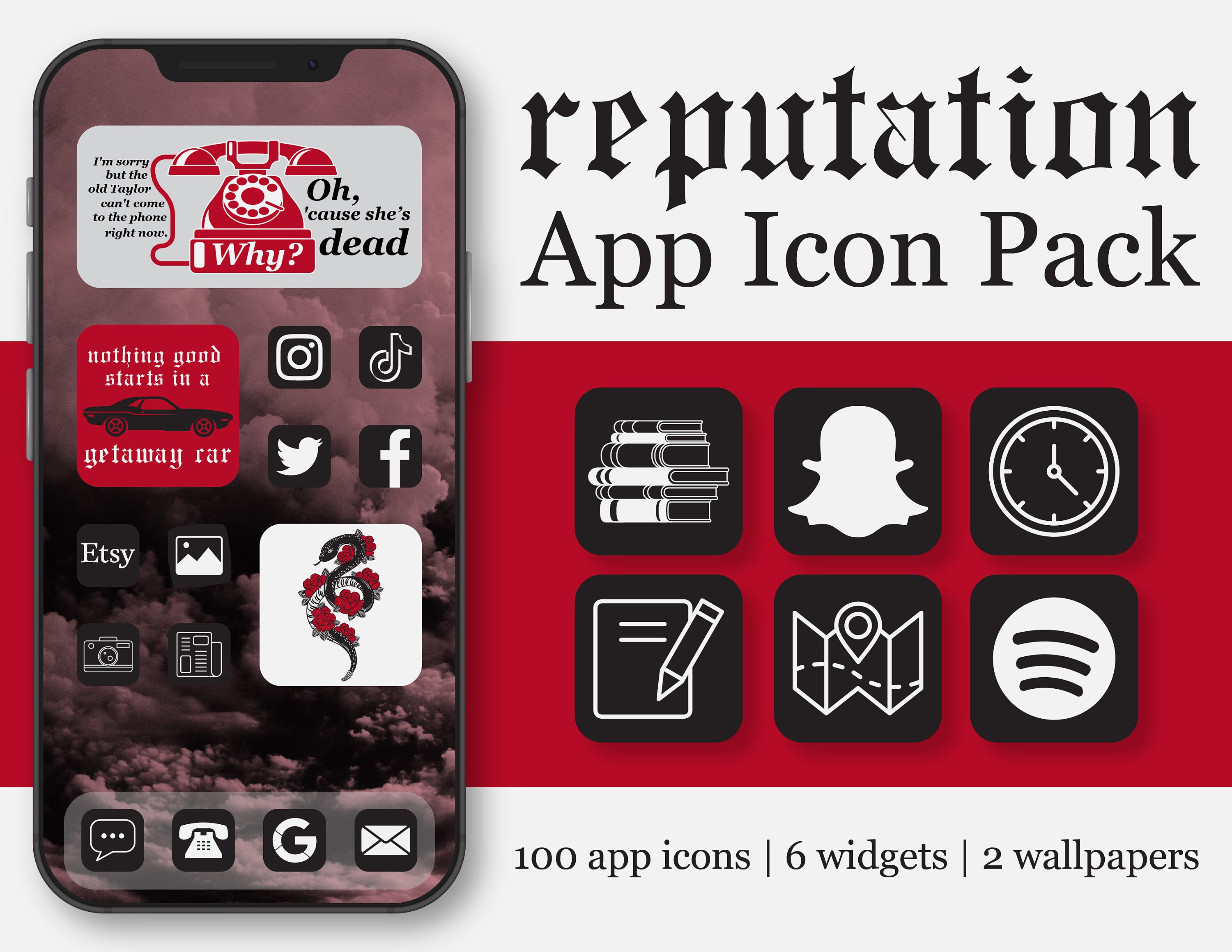 Reputation App Icon Pack 100 Icon Aesthetic Pack Iphone or - Etsy