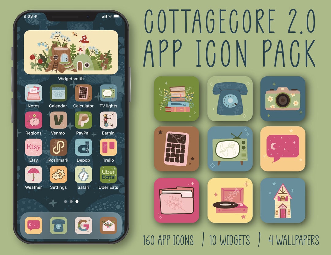 Cottagecore 2.0 Themed App Icons 160 Icon Aesthetic Pack iPhone or ...