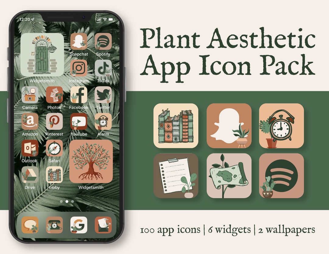 Plants Aesthetic Themed App Icons | 100 Icon Aesthetic Pack | iPhone or ...