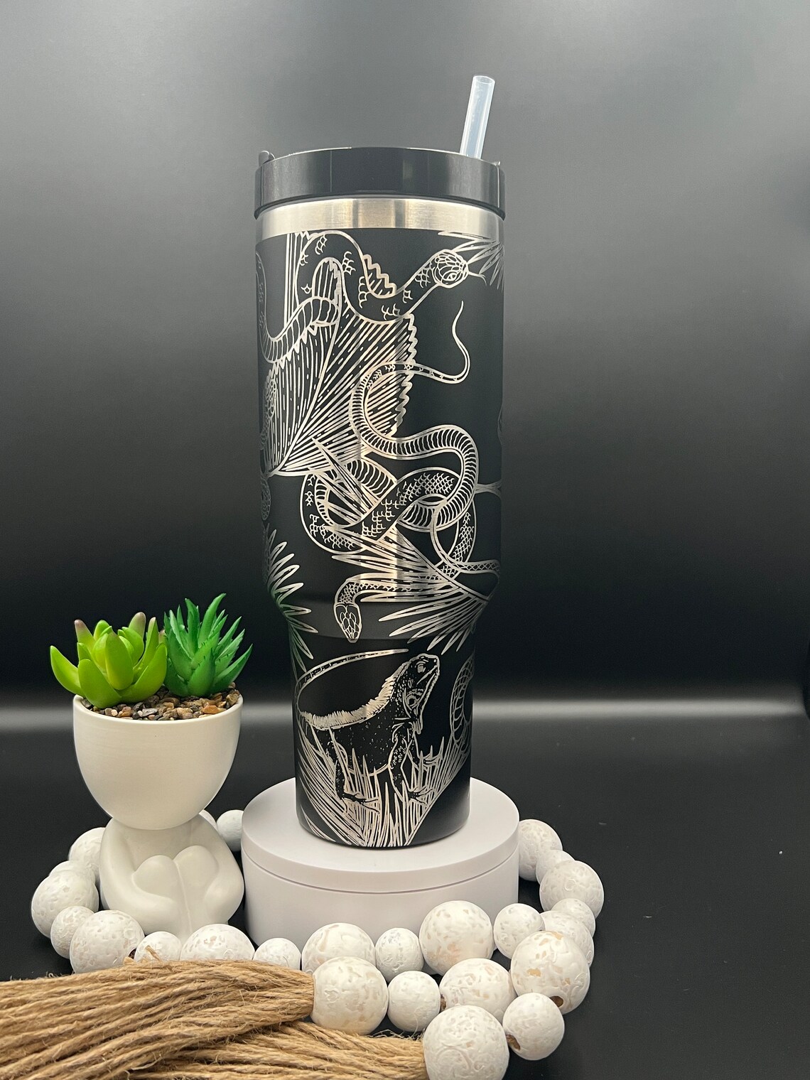 Iguanas & Snakes Laser Engraved 40oz Tumbler With Handle Lid - Etsy