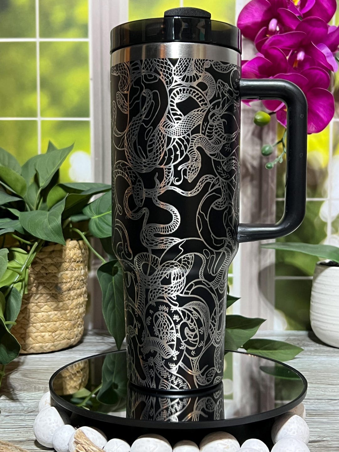 Snakes Snakes Snakes Laser Engraved 40oz Tumbler With Handle Lid and ...