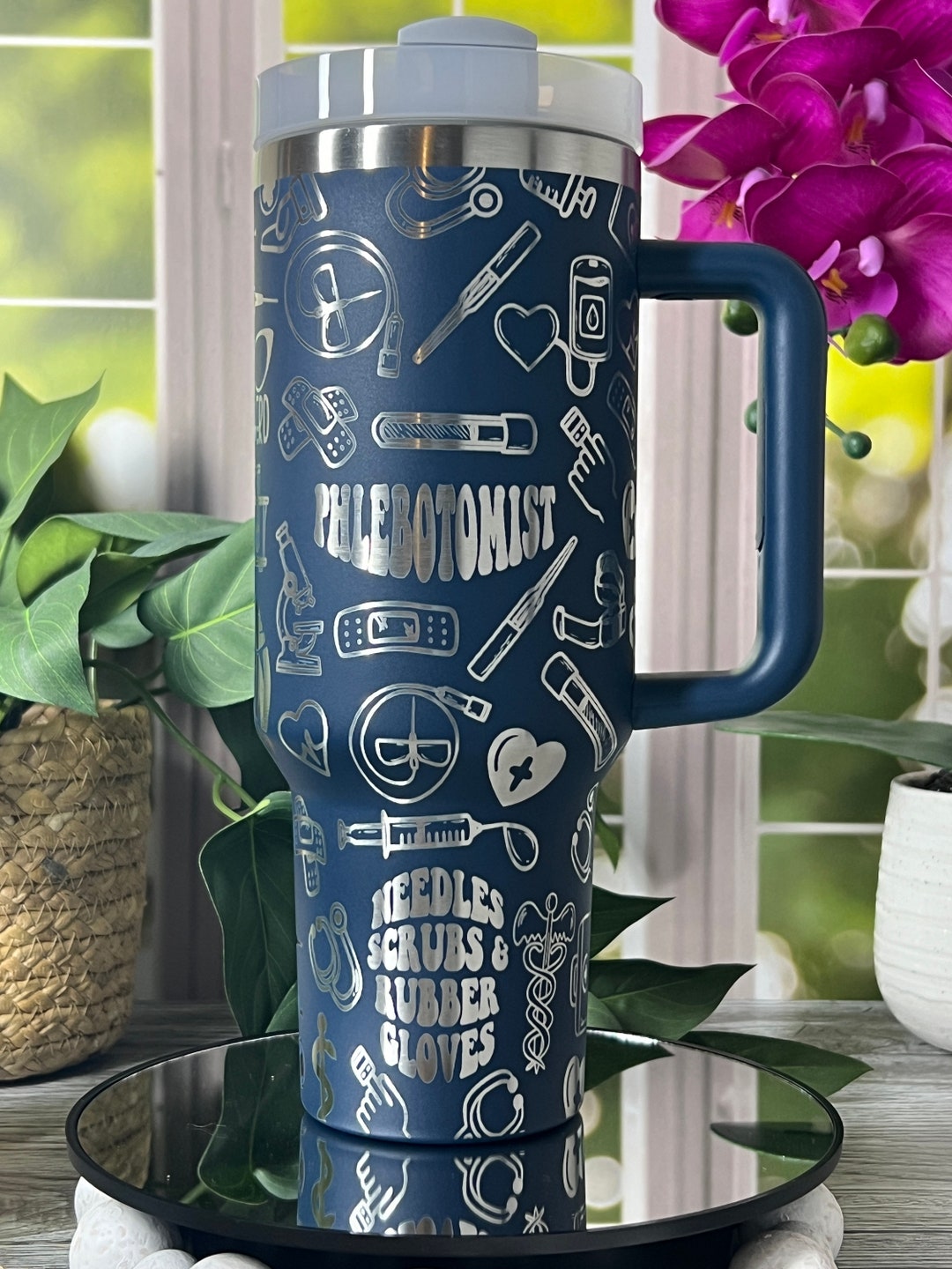 Phlebotomist Phlebotomy Laser Engraved 40oz Tumbler With Handle Lid and ...