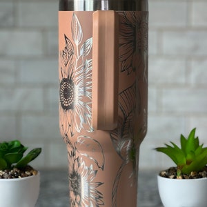 Sunflowers Laser Engraved 40oz Tumbler With Handle Lid and Straw ...