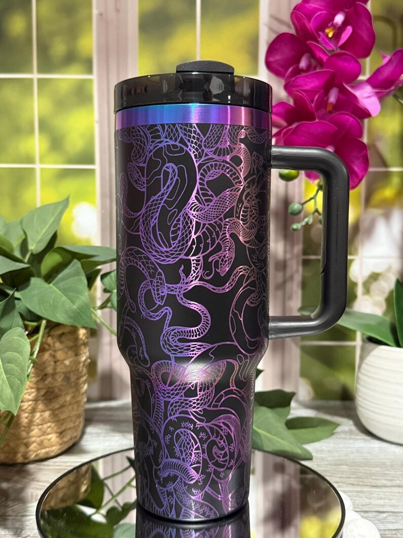 Snakes Snakes Snakes Laser Engraved 40oz Tumbler With Handle Lid and ...