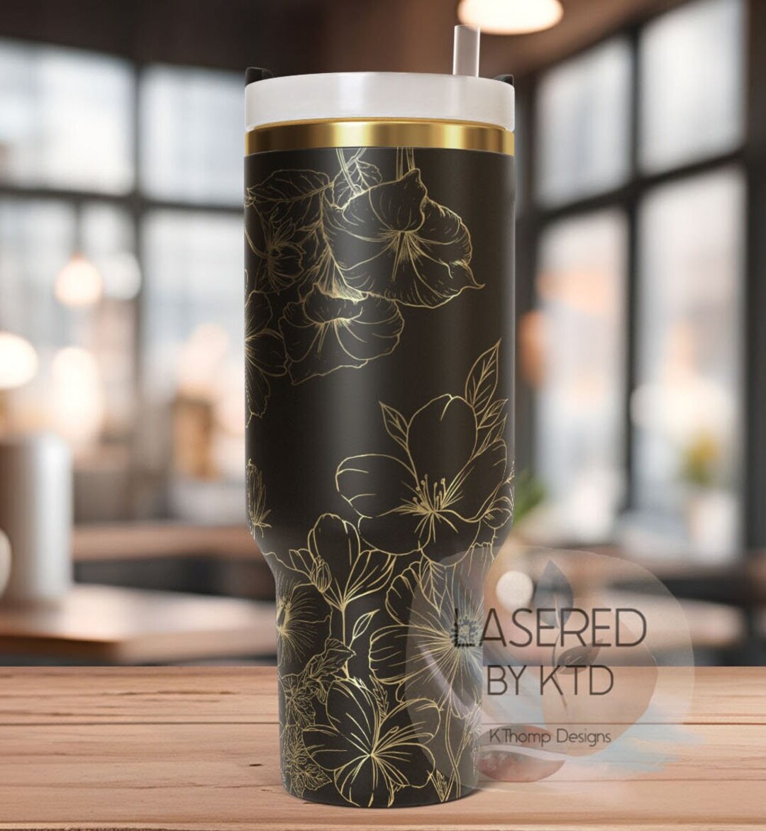 Cosmos Morning Glories & Violets Laser Engraved 40oz Tumbler With ...