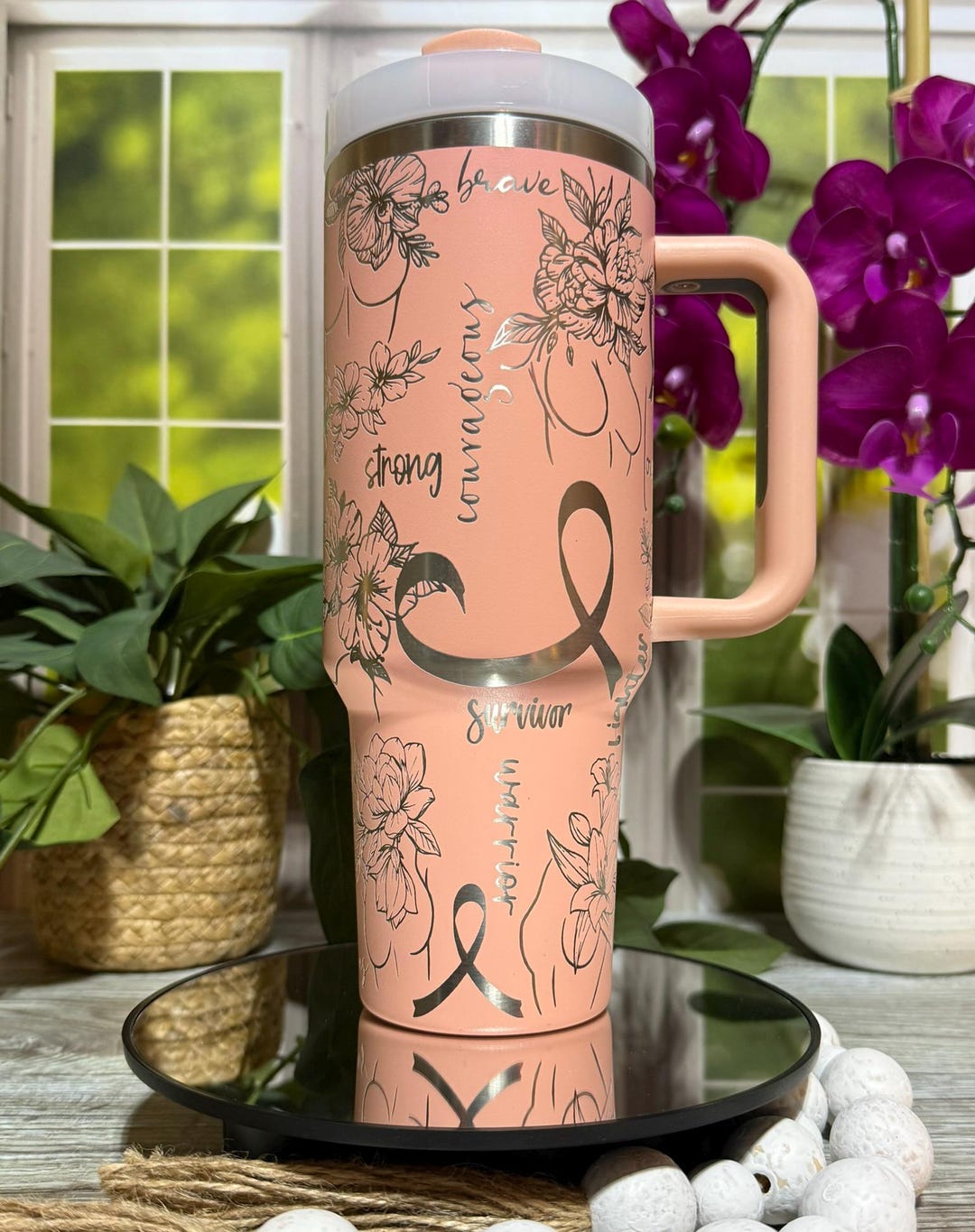 Breast Cancer Affirmations Laser Engraved Tumbler, 40oz Insulated ...