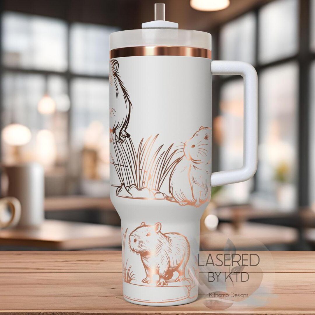 Capybara Cute Capybaras Laser Engraved 40oz Tumbler With Handle Lid and ...