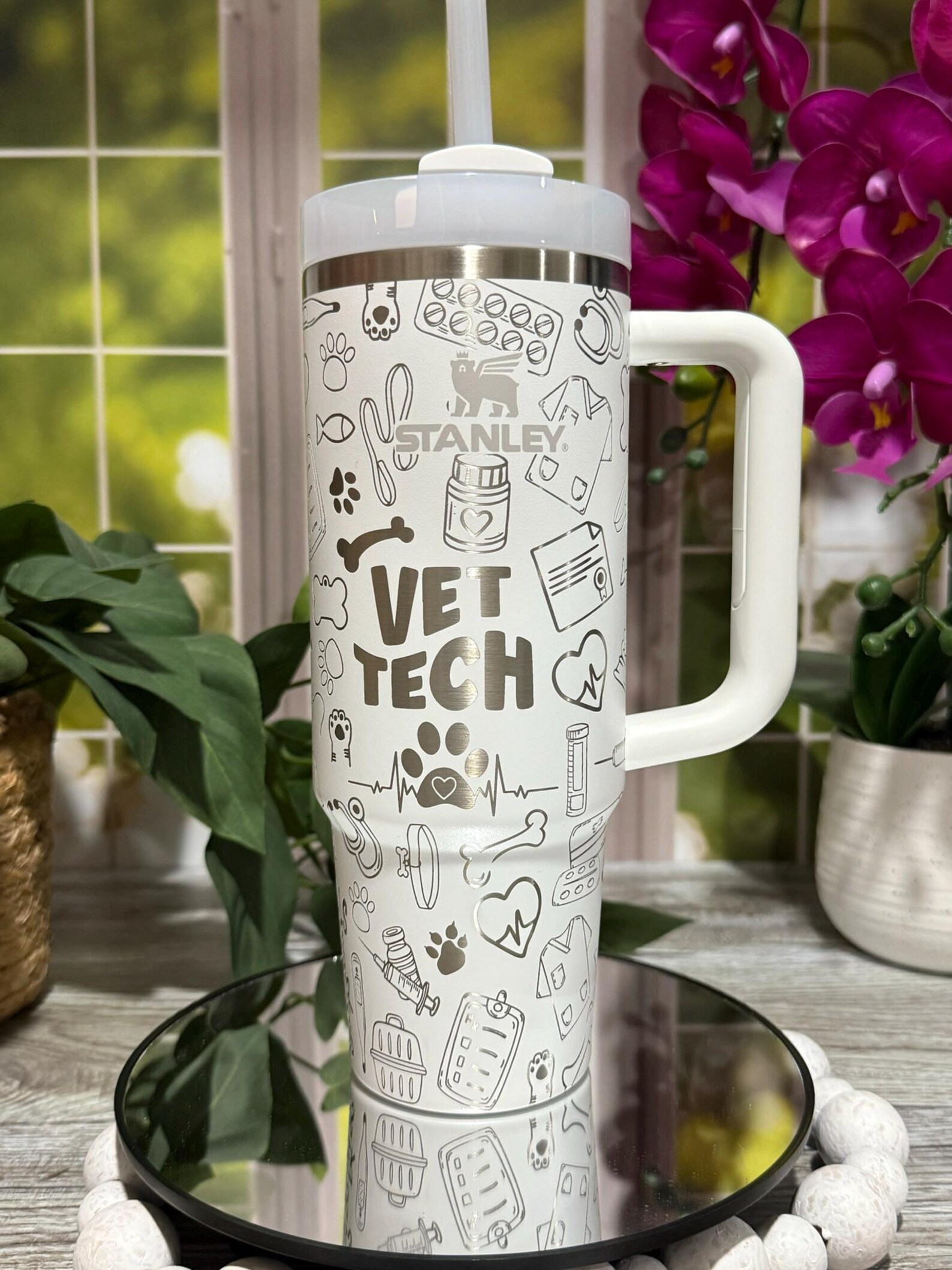 Vet Tech Veterinarian Laser Engraved 40oz Tumbler With Handle Lid and ...