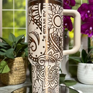 Henna Doodles Laser Engraved 40oz Tumbler, Insulated Cup With Handle - Etsy