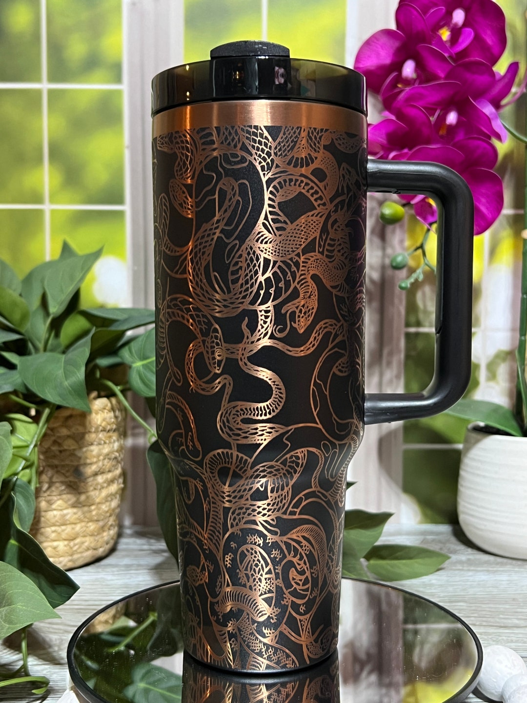 Snakes Snakes Snakes Laser Engraved 40oz Tumbler With Handle Lid and ...