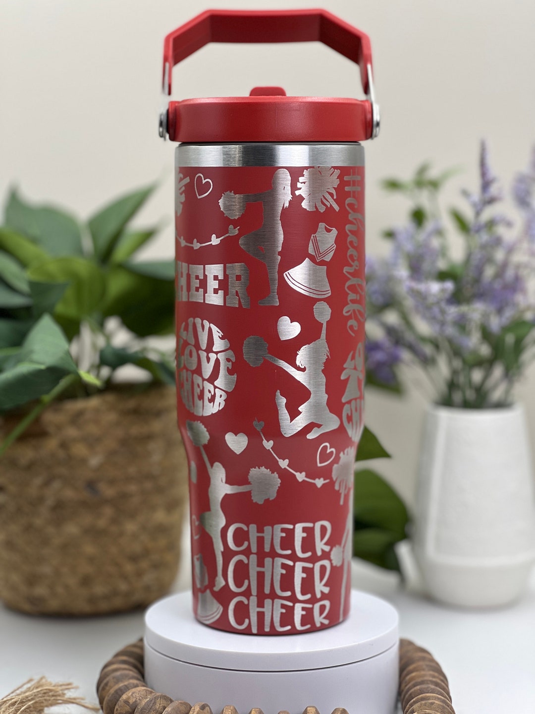 Cheerleader Laser Engraved Custom 30oz Non Branded Flip Top Tumbler ...
