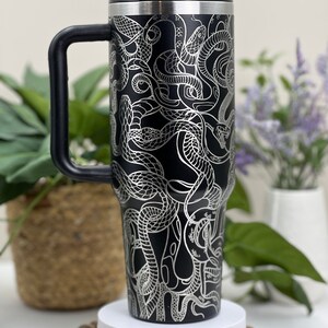 Snakes Snakes Snakes Laser Engraved 40oz Tumbler With Handle Lid and ...