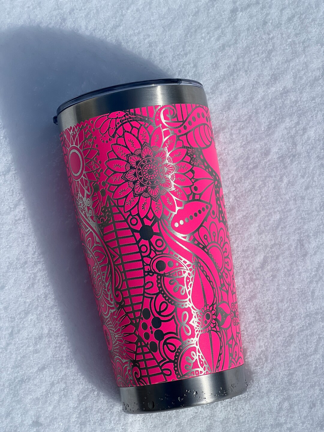 Henna Doodles Laser Engraved Custom Seamless 20oz Hot Pink Non Branded ...