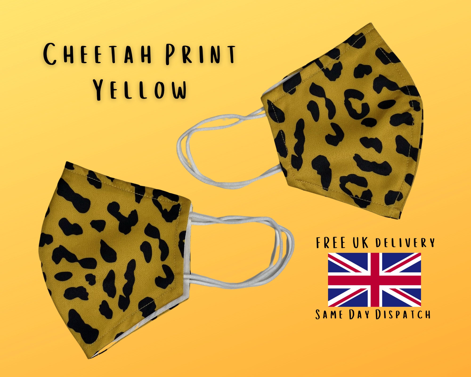 Cheetah Print Face Mask - Animal Print - Adult Size - Silky Feeling ...