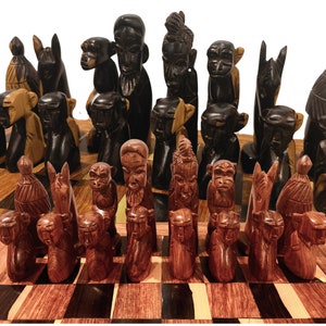 Handcarved African Teak & Ebony Tribal Chess Set Made in Senegal - Etsy