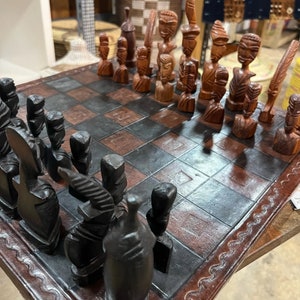 Handcarved Teak African Tribal Chess Set - Made in Senegal - Etsy Canada