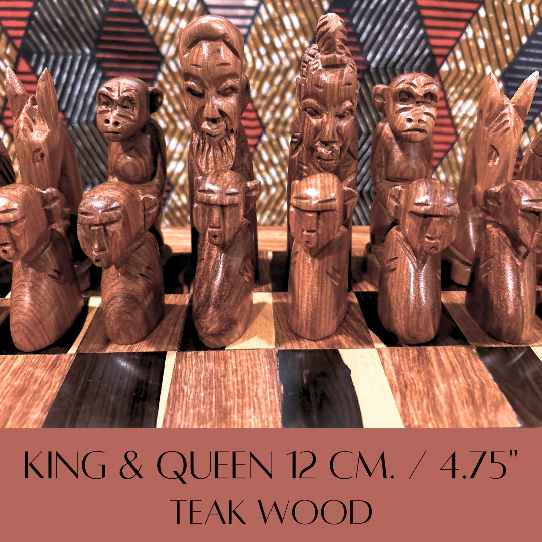 Handcarved African Teak & Ebony Tribal Chess Set - Made in Senegal - Etsy