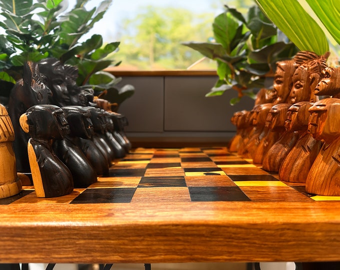 Handcarved African Teak & Ebony Tribal Chess Set - Made in Senegal - Etsy
