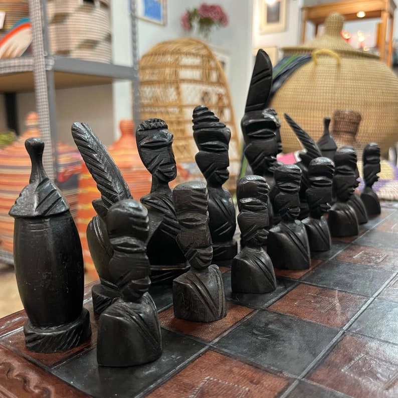 Handcarved Teak African Tribal Chess Set - Made in Senegal - Etsy Canada