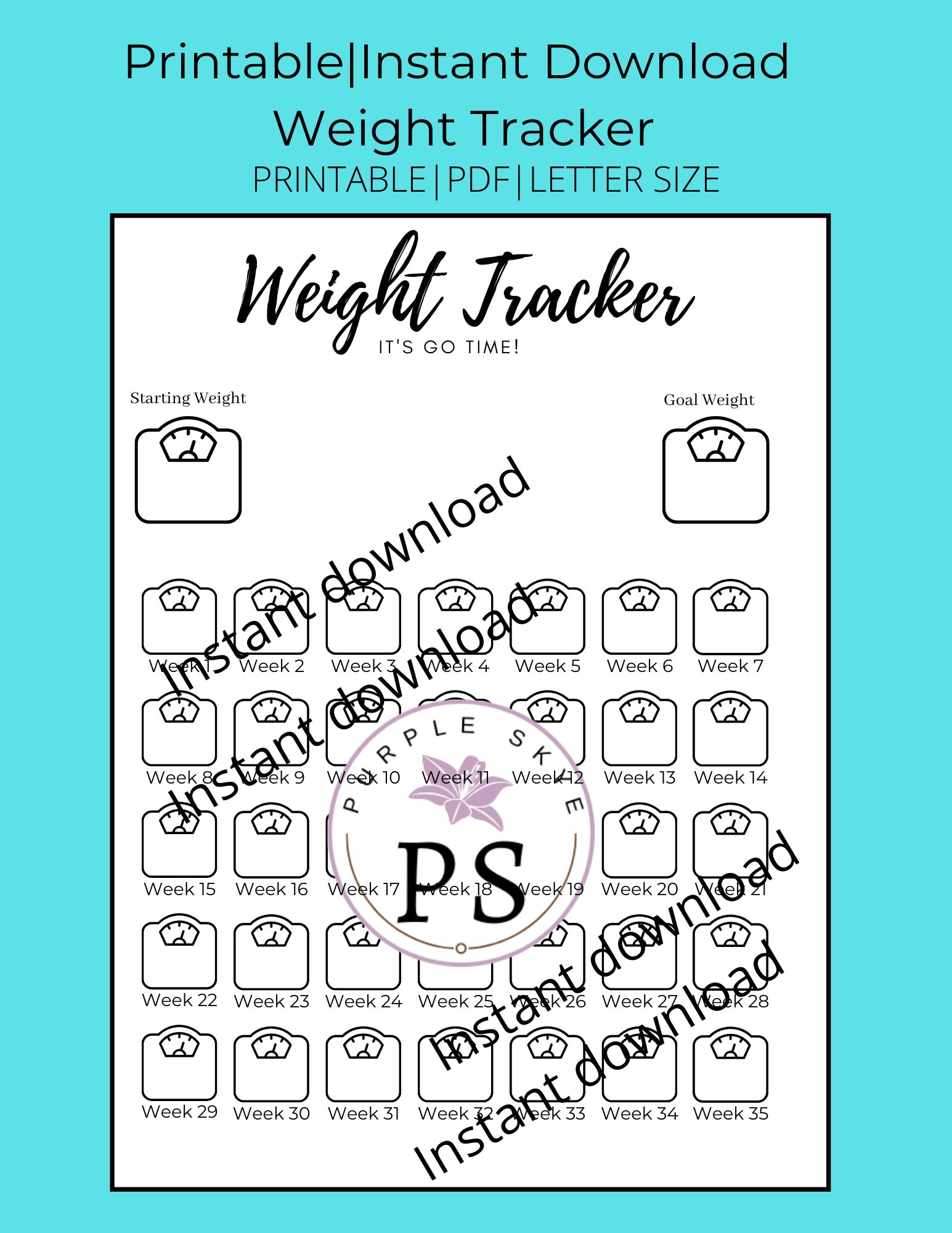 Digital Download Weight Loss Tracker, Printable Weight Loss Tracker ...
