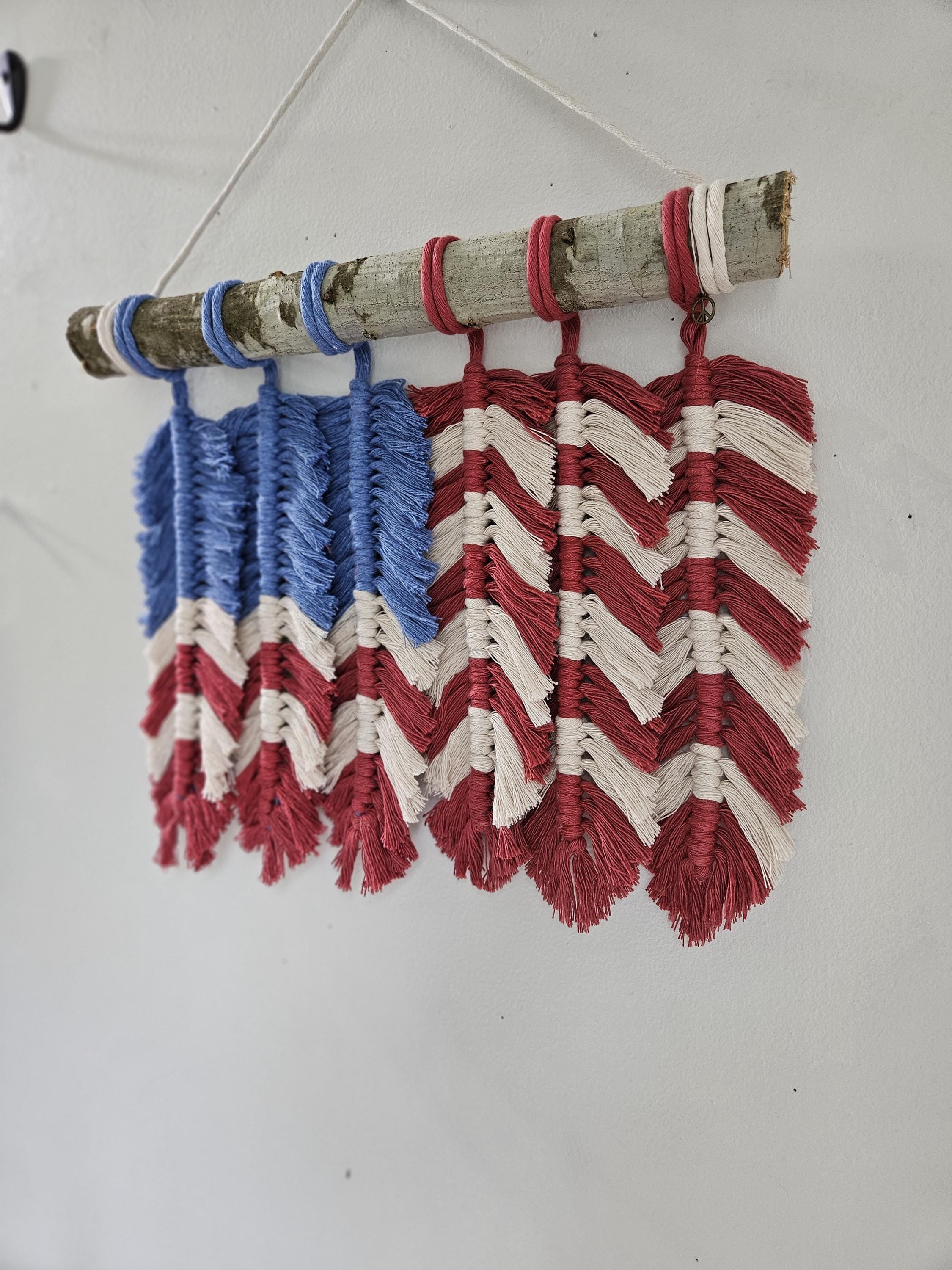 American Flag Macrame Wall Hanging - Macrame - Fiber Art - Etsy