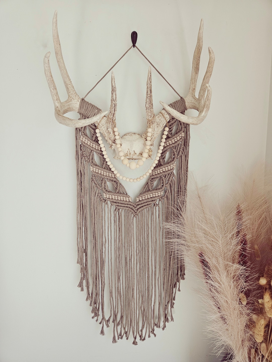 Handmade Macrame Deer Antler Rack Hanging Boho Decor Fiber Art - Etsy