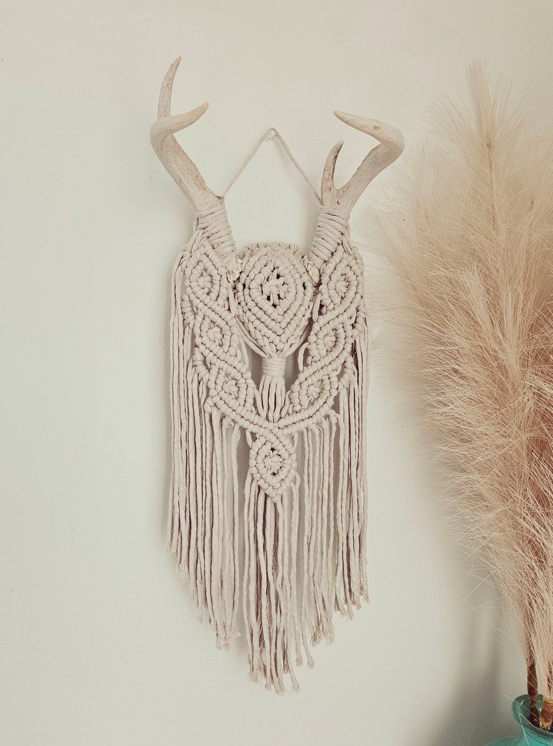 Handmade Macrame Deer Antler Rack Wall Hanging Boho Decor Fiber Art - Etsy