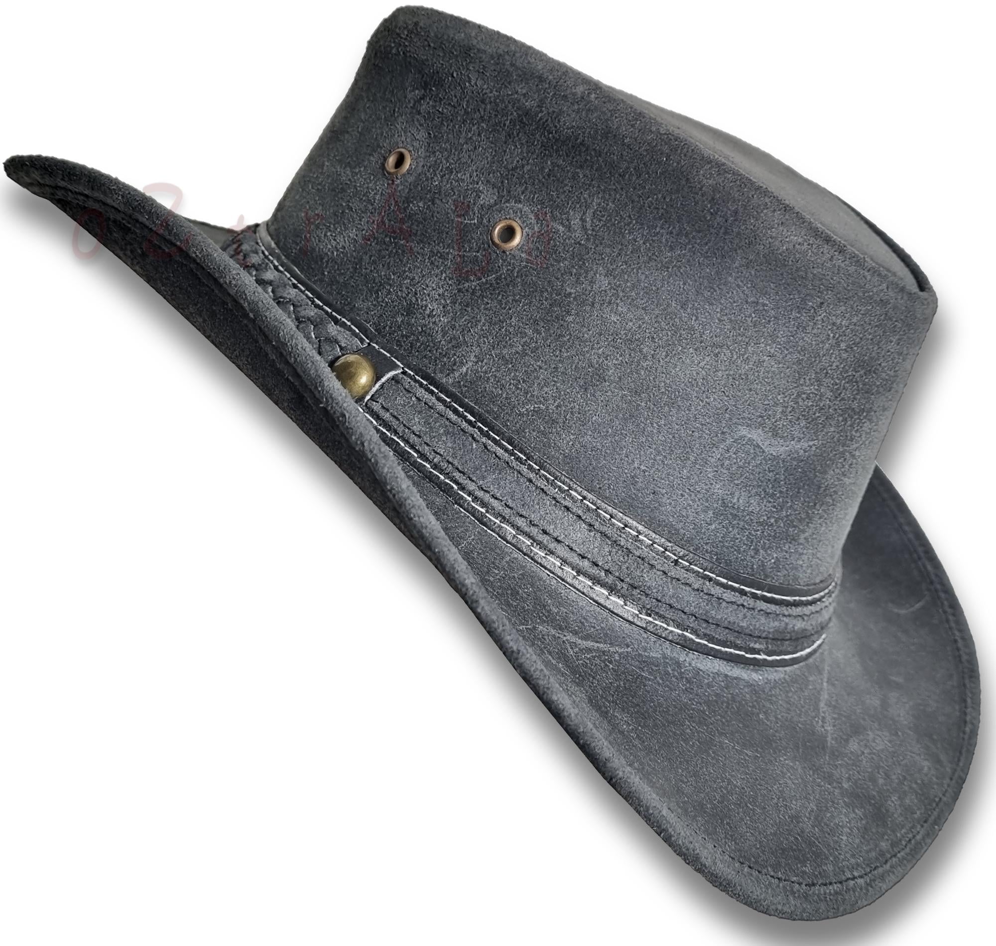 Leather HAT Oztrala Australian Oiled Outback Aussie Western Cowboy Men ...