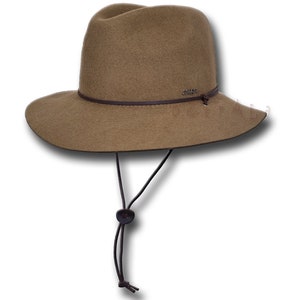 HAT 【oztrala】 Australian Wool Felt Hat Leather Chin-strap Outback ...