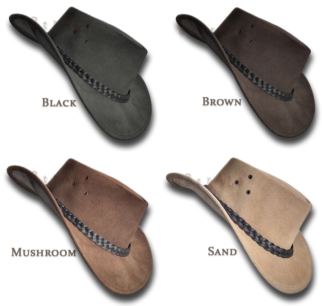HAT Oztrala Suede Leather Australian Outback Aussie Western Cowboy Men ...