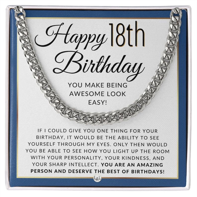 18th Birthday Gift for Him Chain Necklace for 18 Year Old Young Man's ...