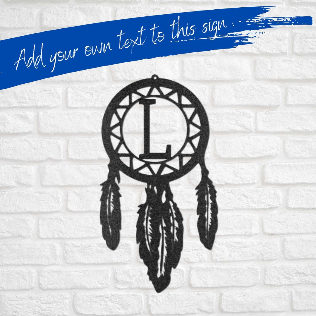 Dream Catcher Monogram Metal Sign – Custom Boho Wall Decor Gift for ...