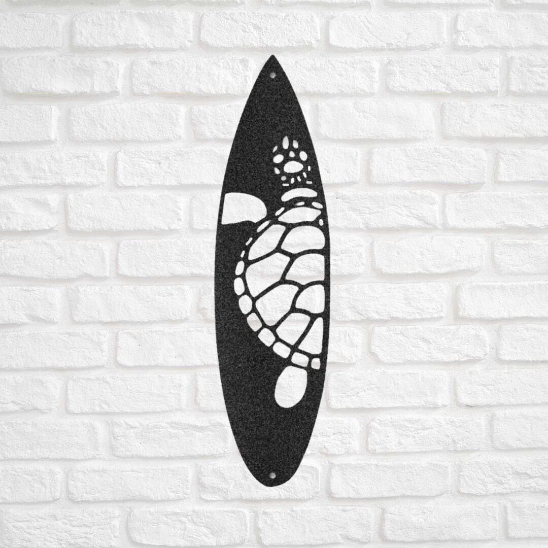 Surfboard Sea Turtle Metal Sign – Custom Coastal Wall Decor Gift for ...