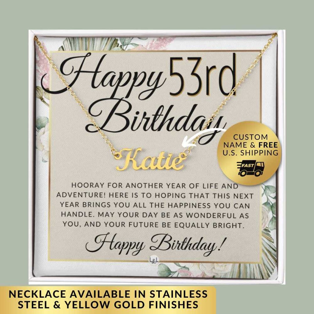 53rd Birthday Gift for Her Name Necklace for A 53 Year - Etsy