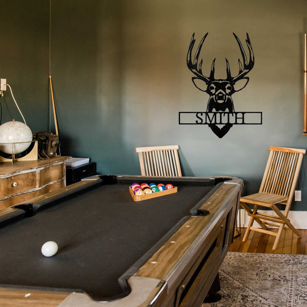 Mounted Buck Monogram Sign - Personalized Hunting Metal Sign - Hunting ...