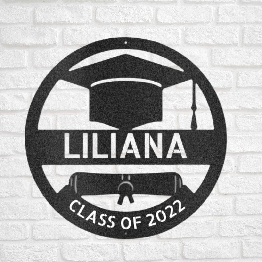 Grad Cap Monogram - Custom Laser Cut Metal Sign - Graduation Gift ...