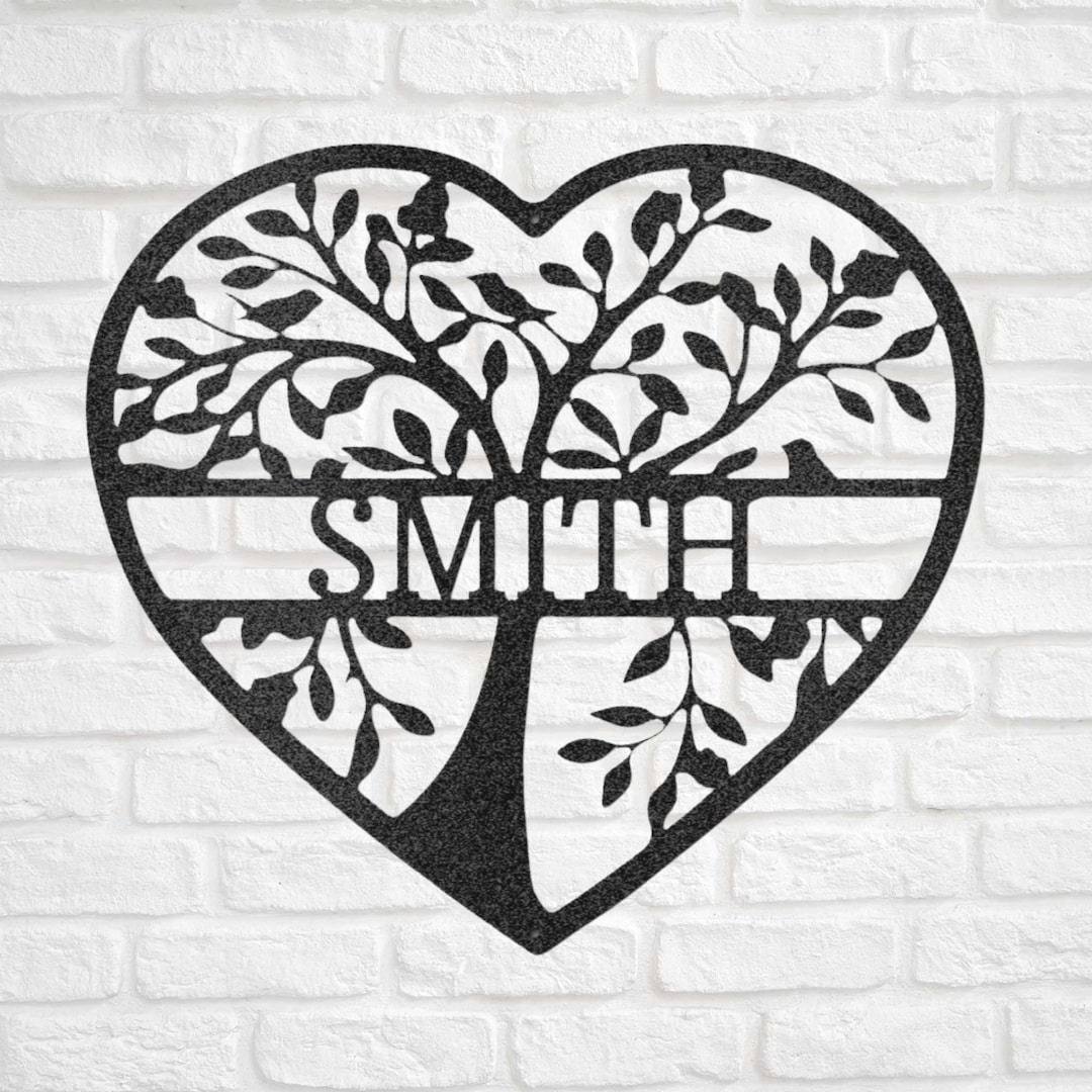 Loving Family Tree Monogram - Family Tree Wall Art - Custom Metal Sign ...