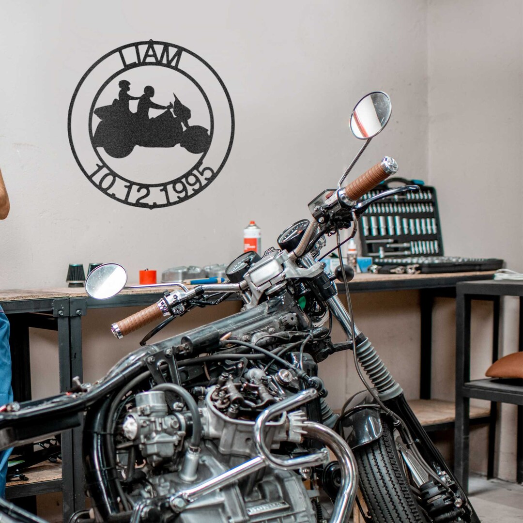 Personalized Motorcycle Sign: Laser Cut Metal Biker Couple Wall Art - Etsy