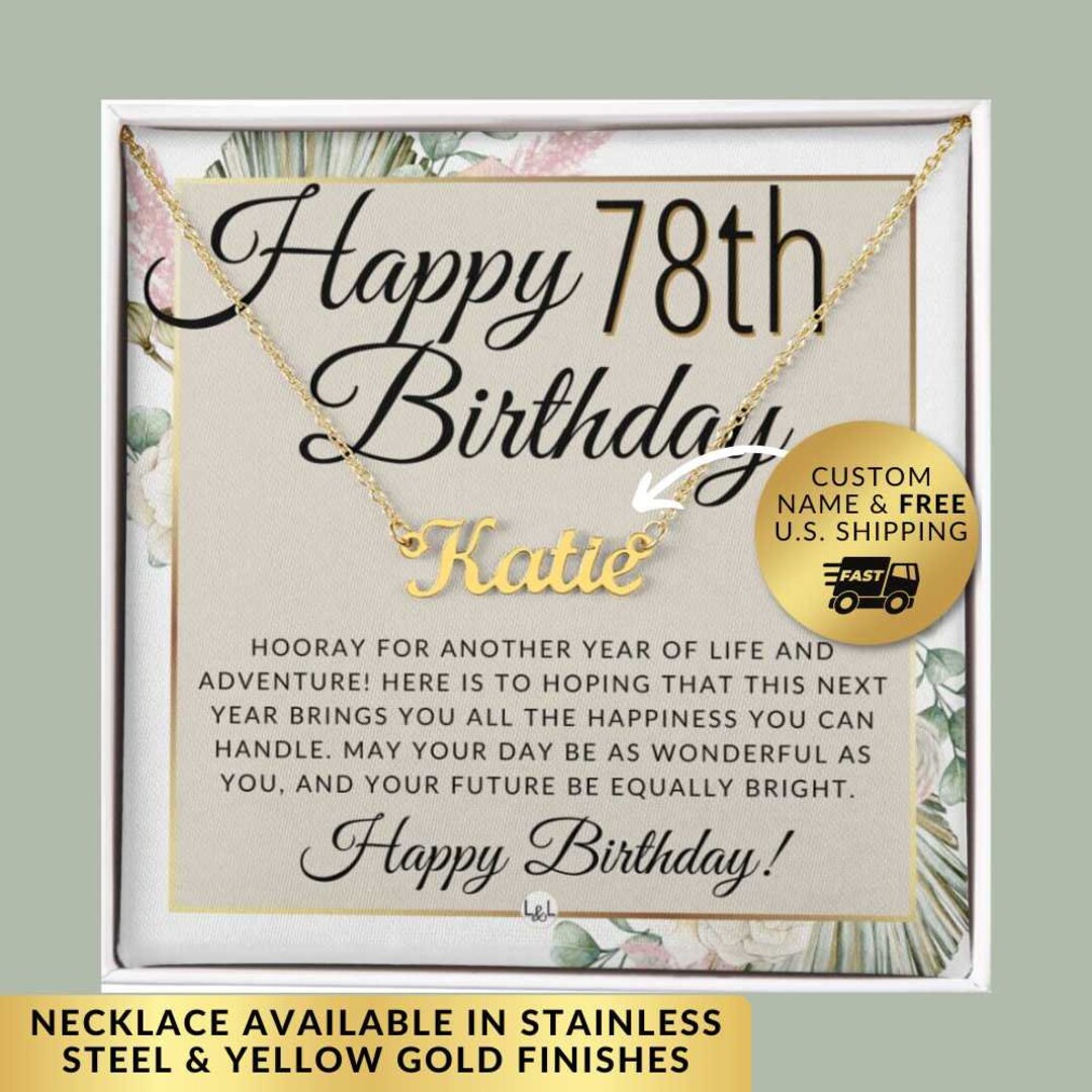 78th Birthday Gift for Her Name Necklace for A 78 Year - Etsy